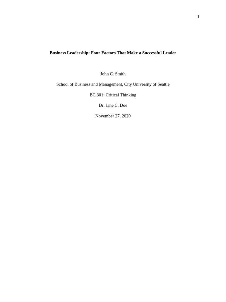 Four Key Factors for Successful Leadership | PDF | Citation | Apa Style