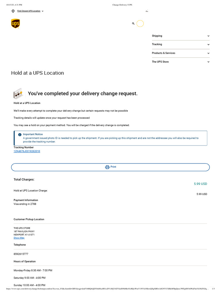 Change Delivery _ UPS | PDF | United Parcel Service | Service Industries