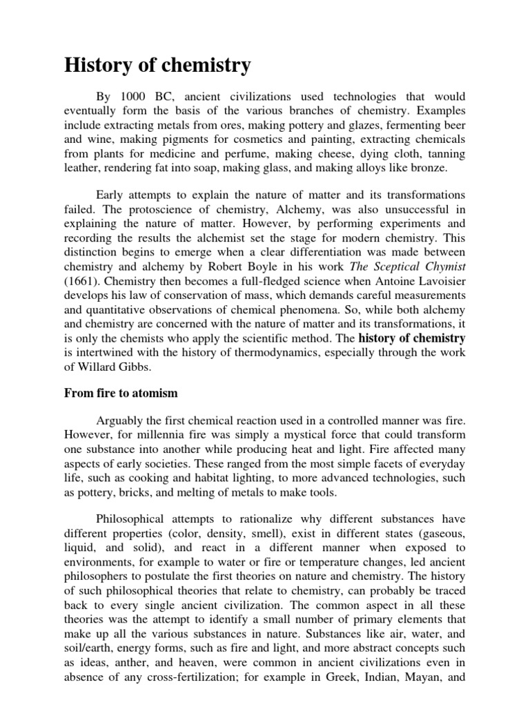 History of Chemistry | PDF | Quantum Chemistry | Alchemy