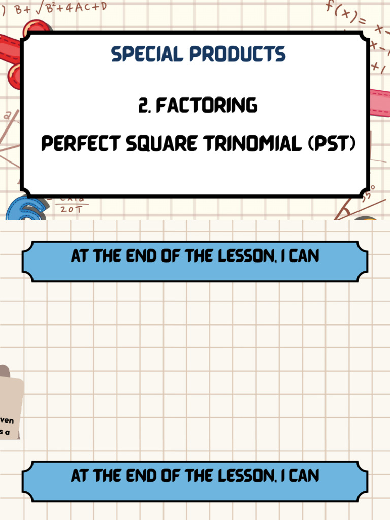 Factoring Perfect Square Trinomials | PDF | Factorization | Numerical ...