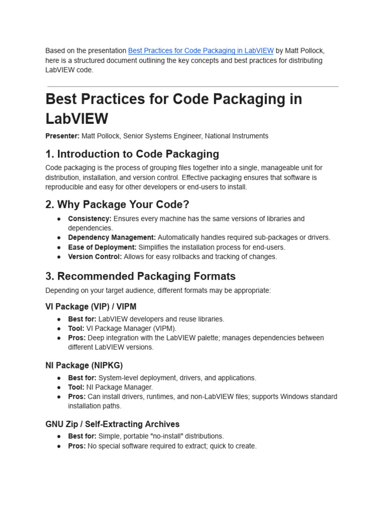 Best Practices for Code Packaging in LabVIEW by Matt Pollock | PDF ...