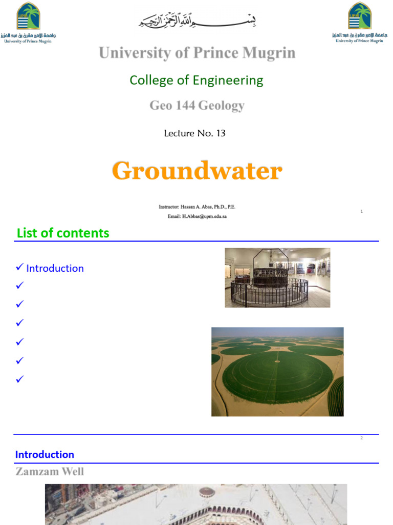 Lecture No. 14 Groundwater | PDF | Groundwater | Porosity