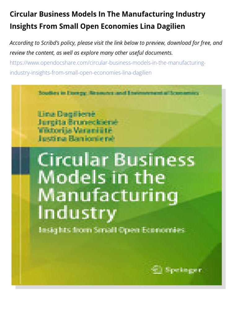 Circular Business Models In The Manufacturing Industry Insights From ...