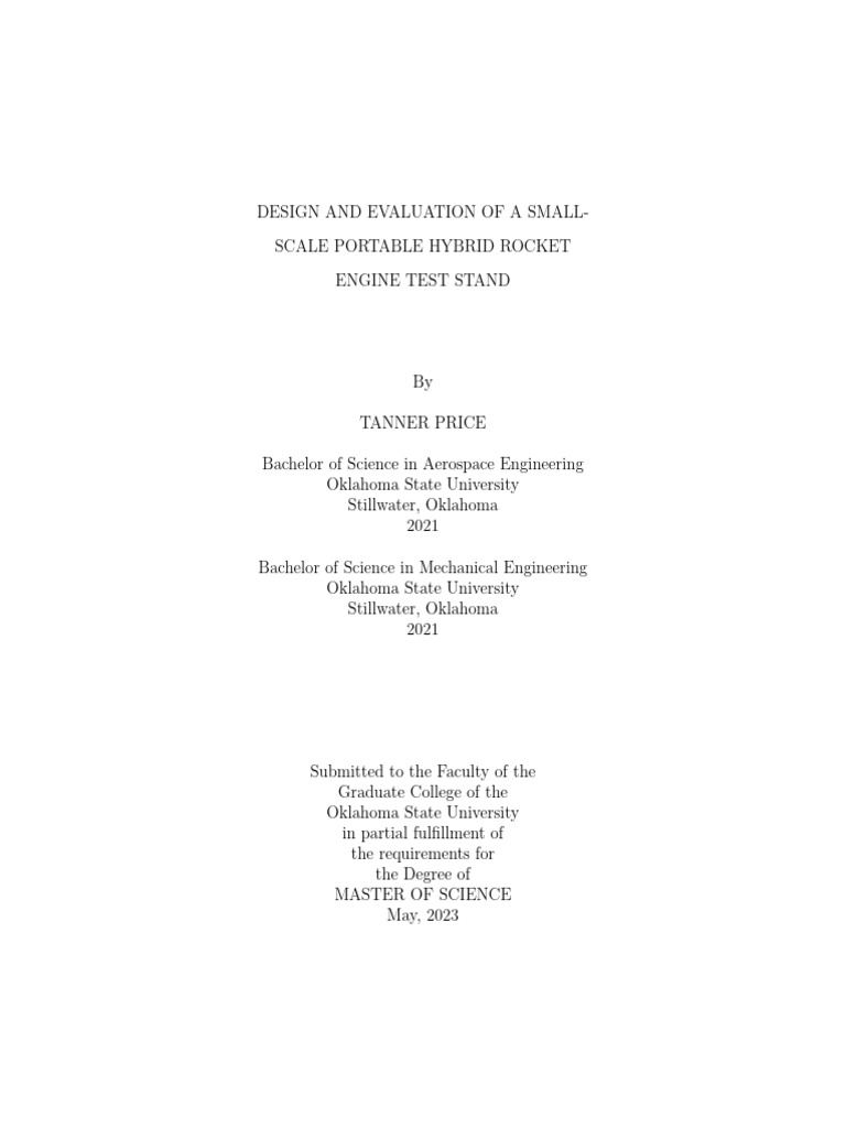 Design and Evaluation of a Smallscale Portable Hybrid Rocket Engine ...