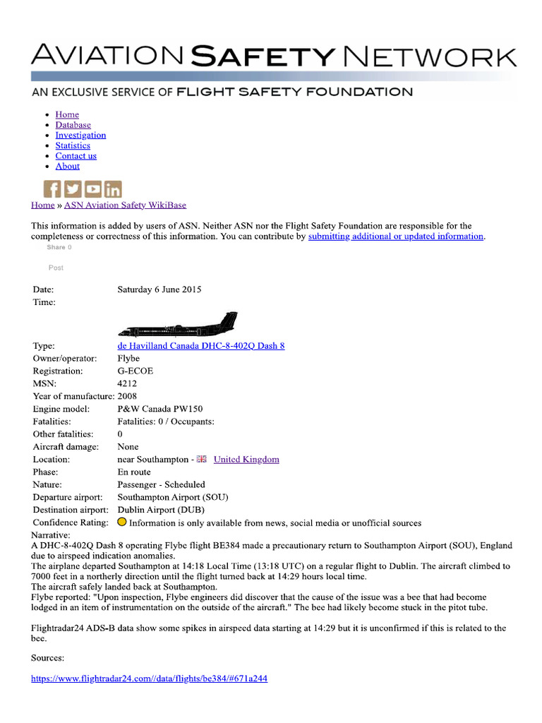 Flybe Bee in Pitot Tube ASI Errors | PDF
