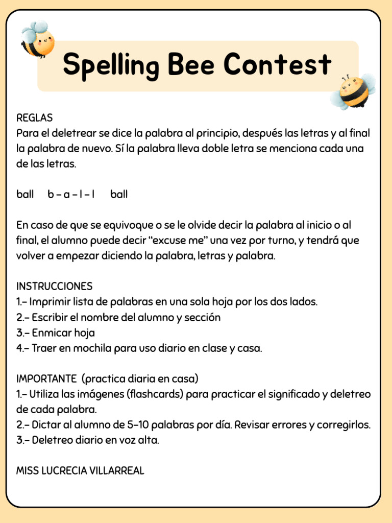 Spelling Bee List 2026 5th Grade | PDF | Musica Popular