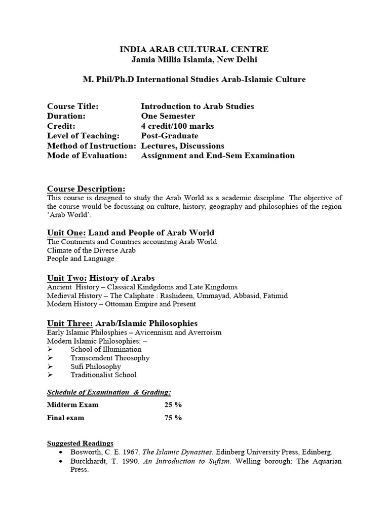 Introduction to Arab Studies Course | PDF | Arabs | Sufism