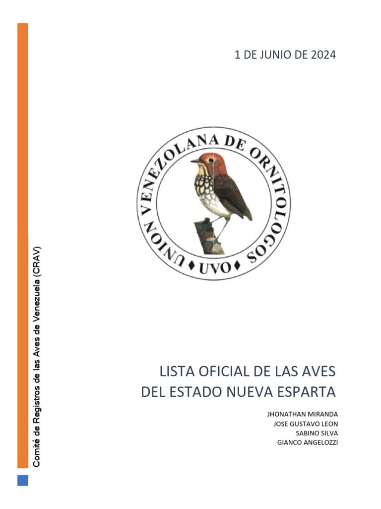 Lista Oficial de Las Aves Del Estado Nueva Esparta Junio 2024 | PDF ...