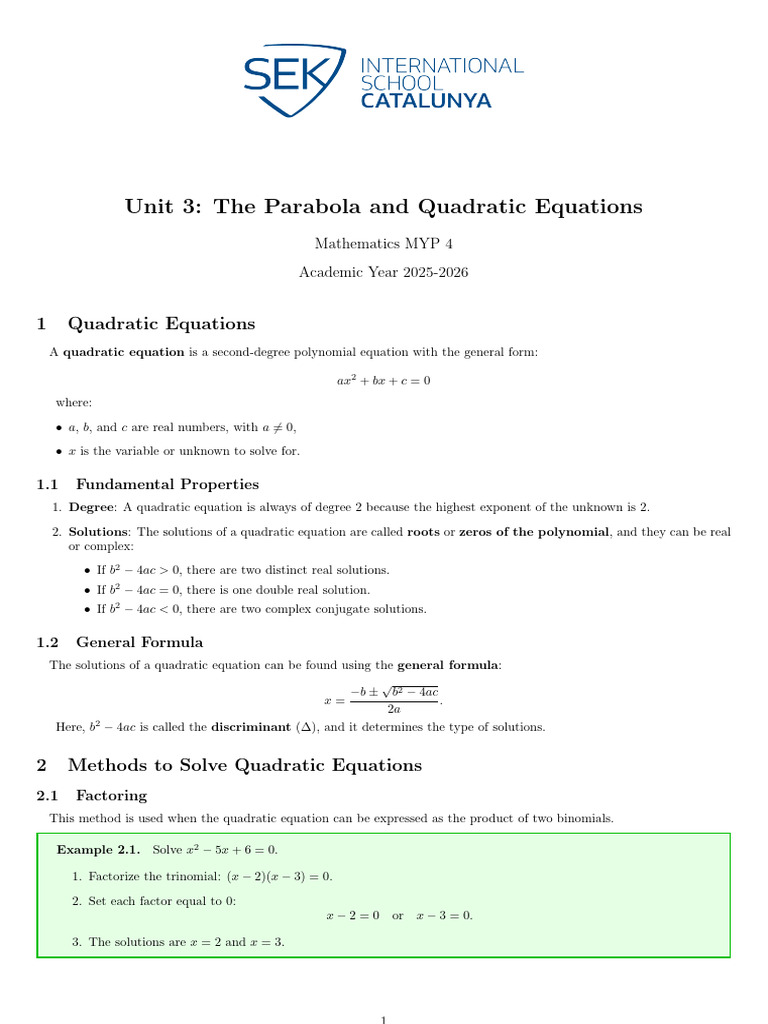 Understanding Parabolas and Quadratics | PDF | Quadratic Equation ...
