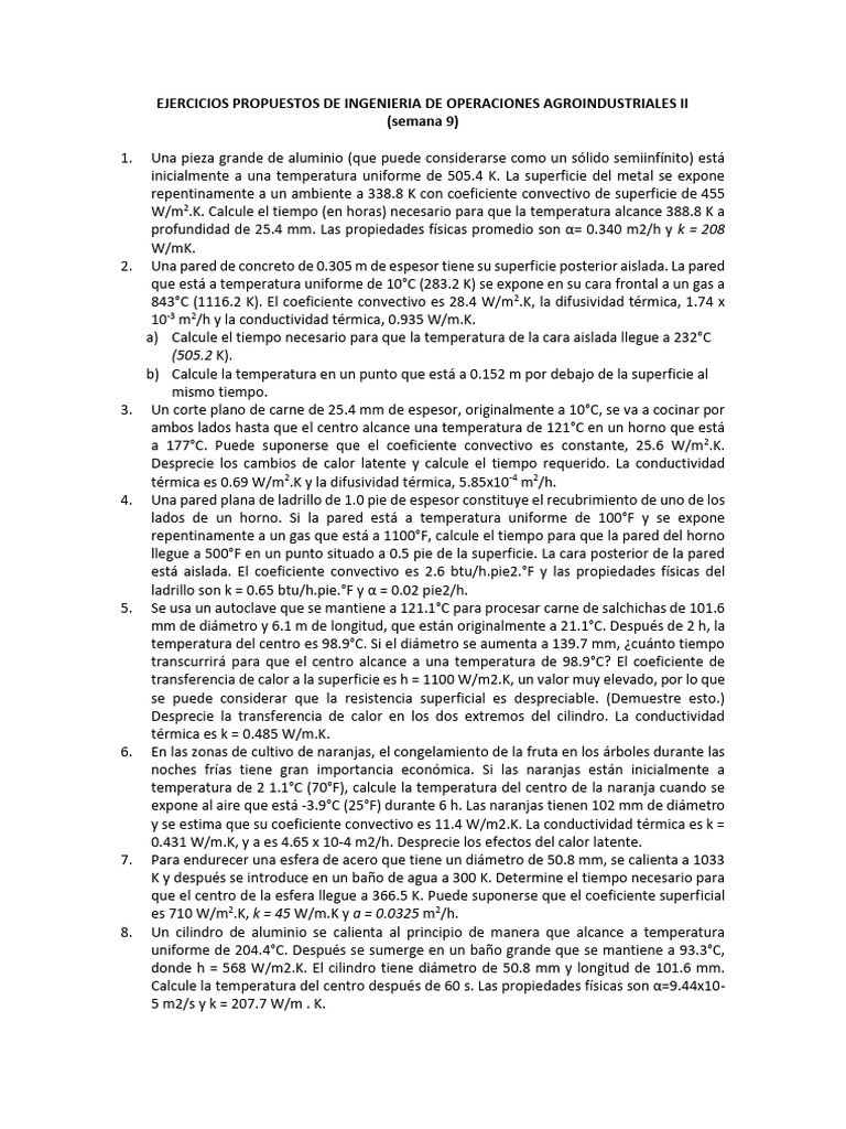 ejercicioProp-2_ ing_II_2025-I_semana 10 | PDF | Temperatura | Convección