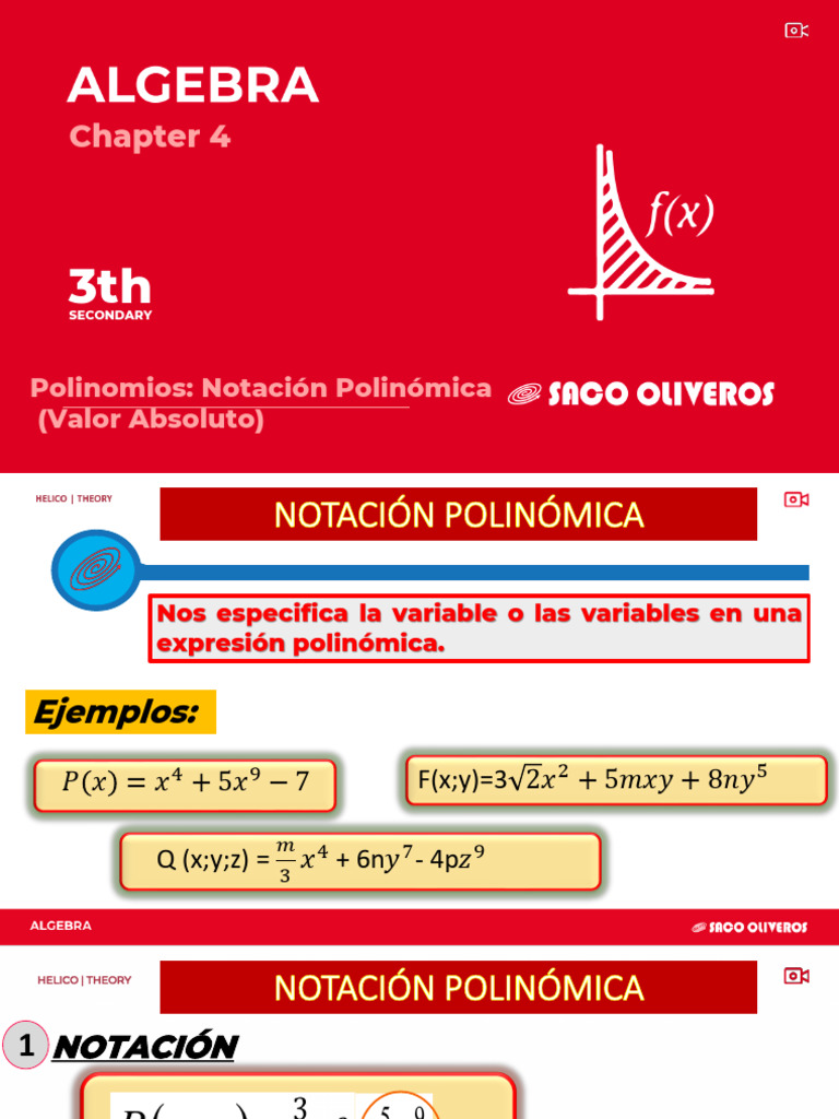 3ro Capitulo 4 Tomo 2 Algebra 2023 | PDF | Variable (Matemáticas) | Polinomio