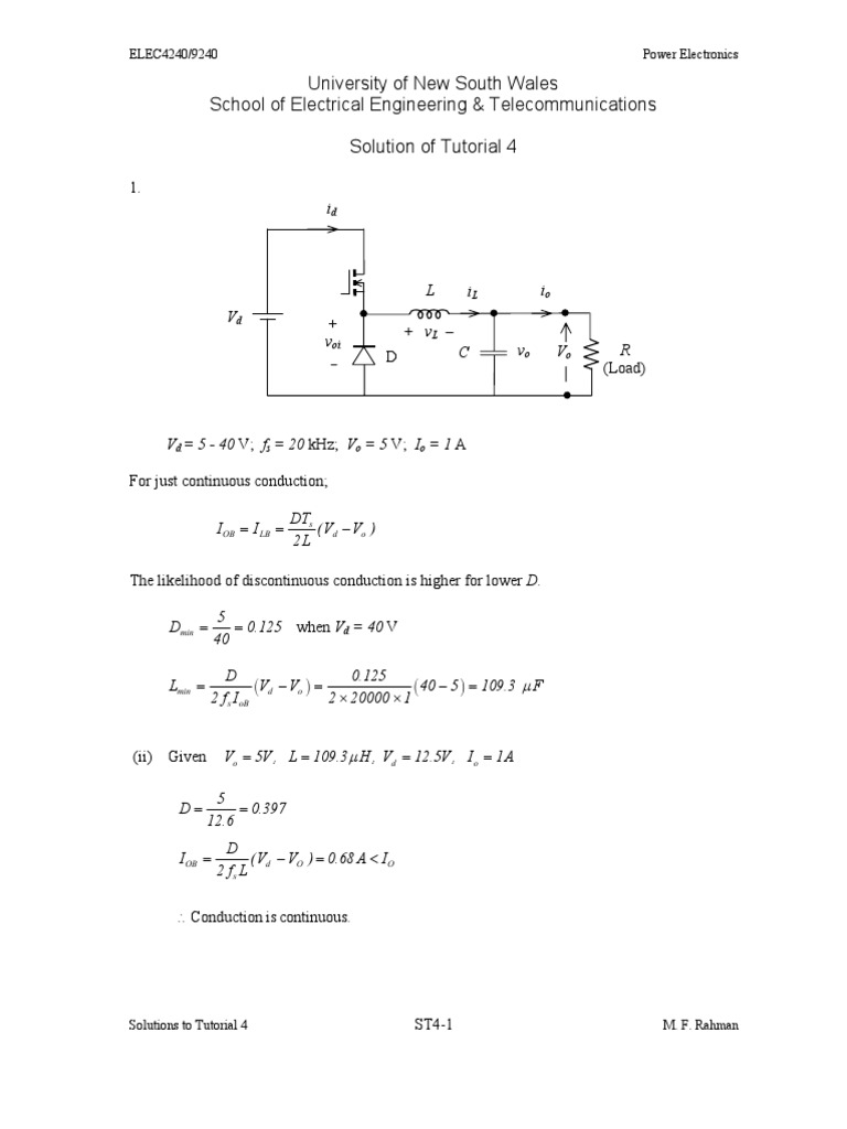 Tutorial 4 Power Electronics | PDF | Electrical Circuits | Electrical ...