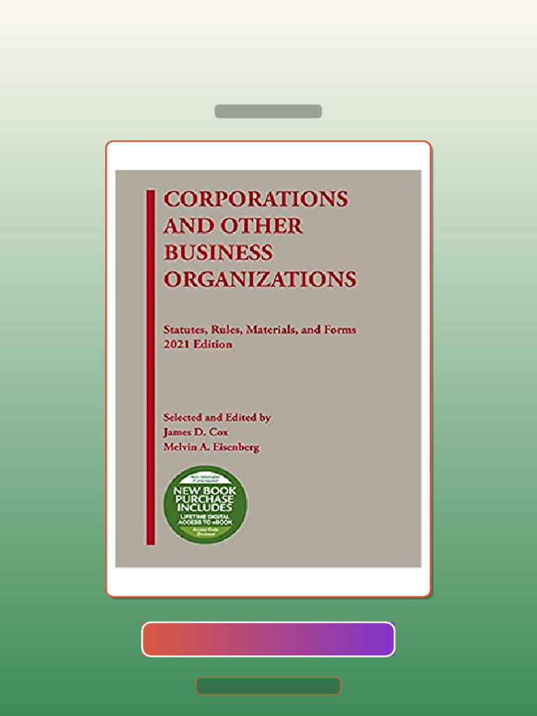 Corporations and Other Business Organizations Statutes Rules Materials ...