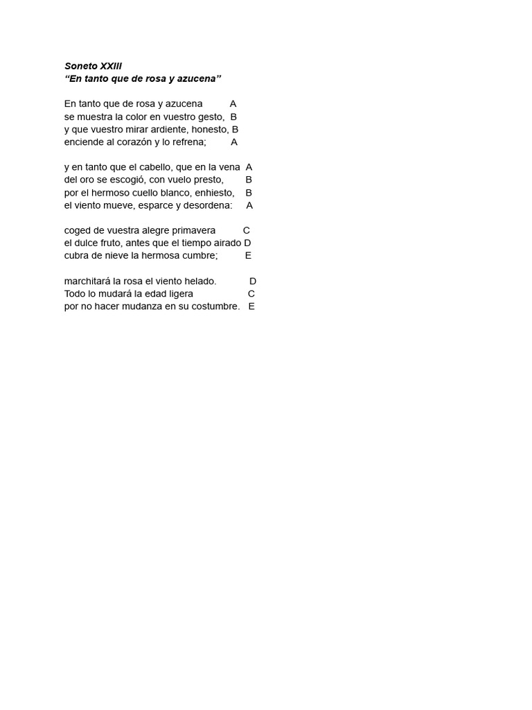 Soneto XXIII-Garcilaso de La Vega | PDF