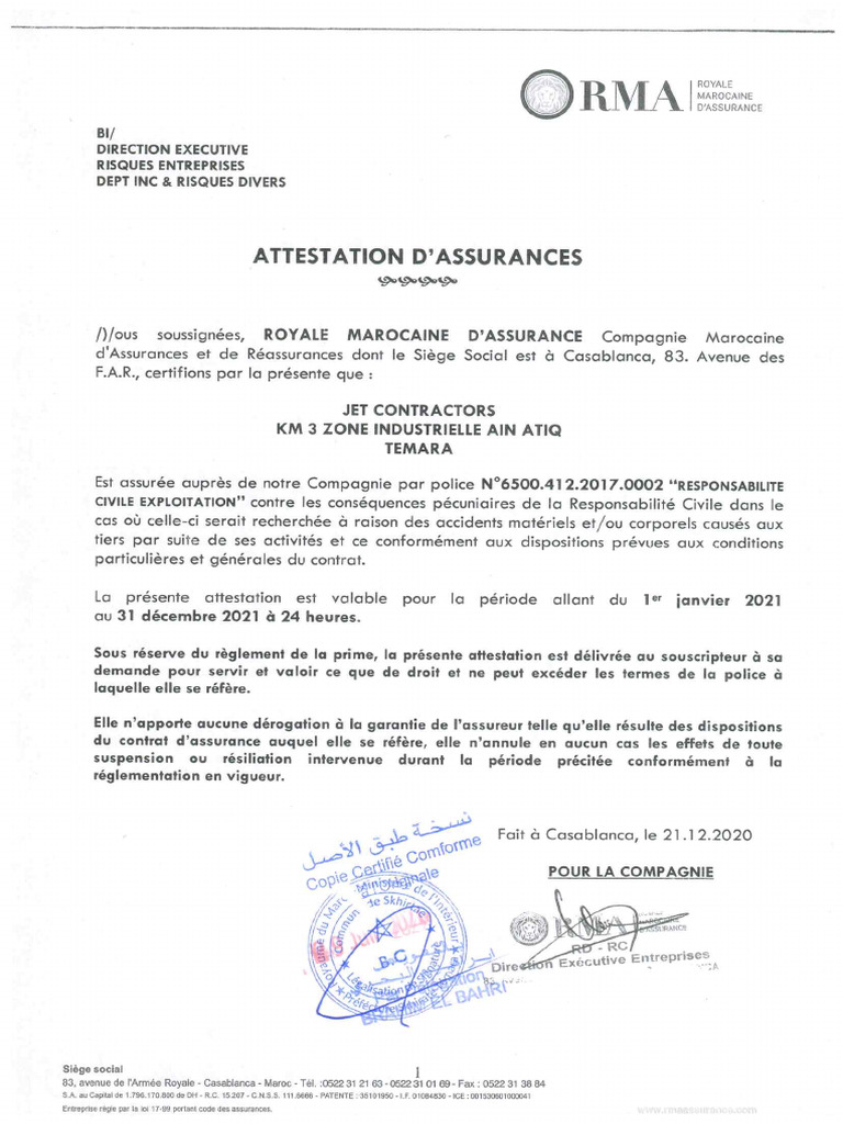 Assurance RC 2021 Jet Contractors | PDF
