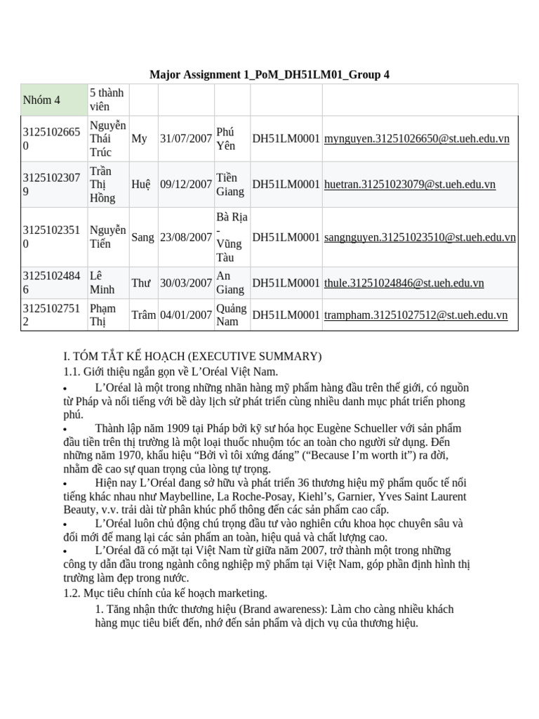 Major Assignment 1 PoM DH51LM01 Group 4 | PDF