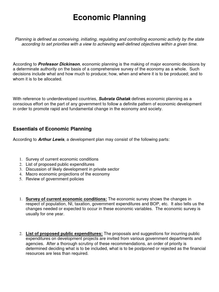Economic Planning | Market Economy | Economics