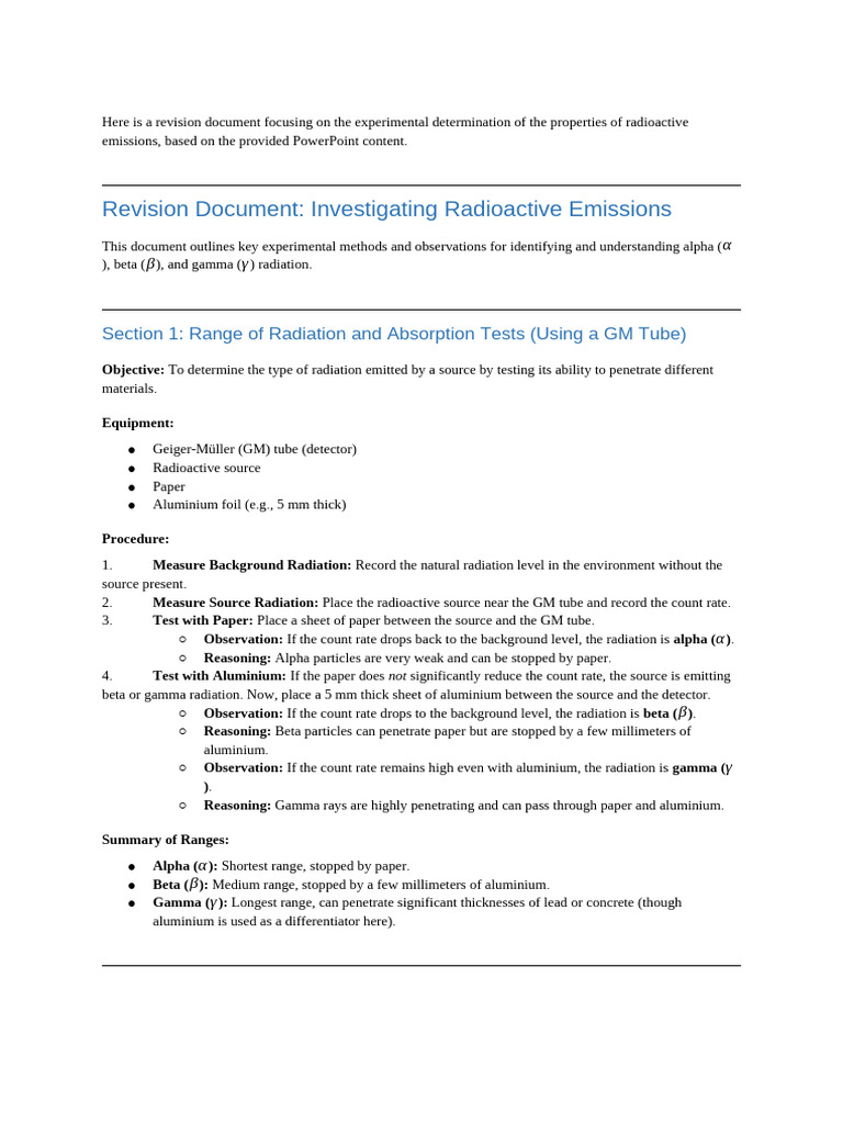 Here is a Revision Document Focusing on the Experimental Determi | PDF ...