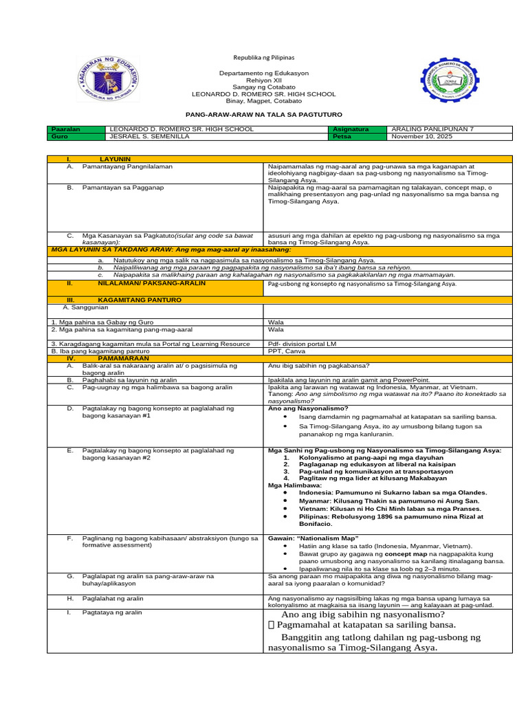 Pag-Usbong NG Konsepto NG Nasyonalismo Sa Timog-Silangang | PDF