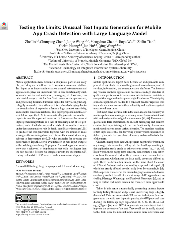Testing the Limits- Unusual Text Inputs Generation for Mobile App Crash ...