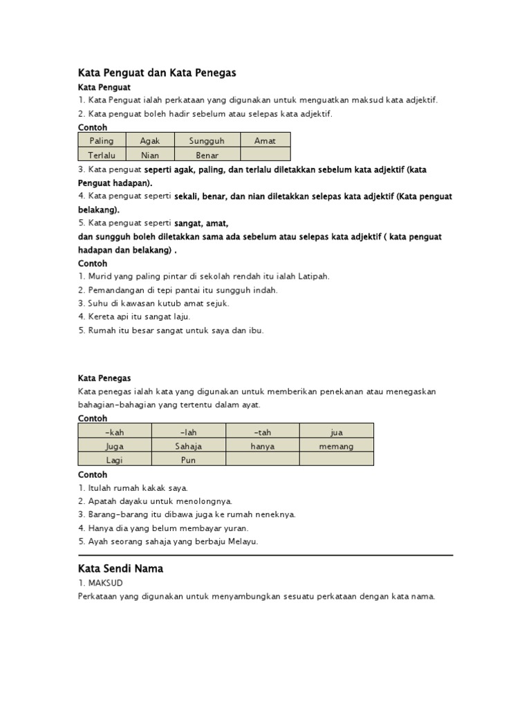Kata Penguat Dan Kata Penegas | PDF