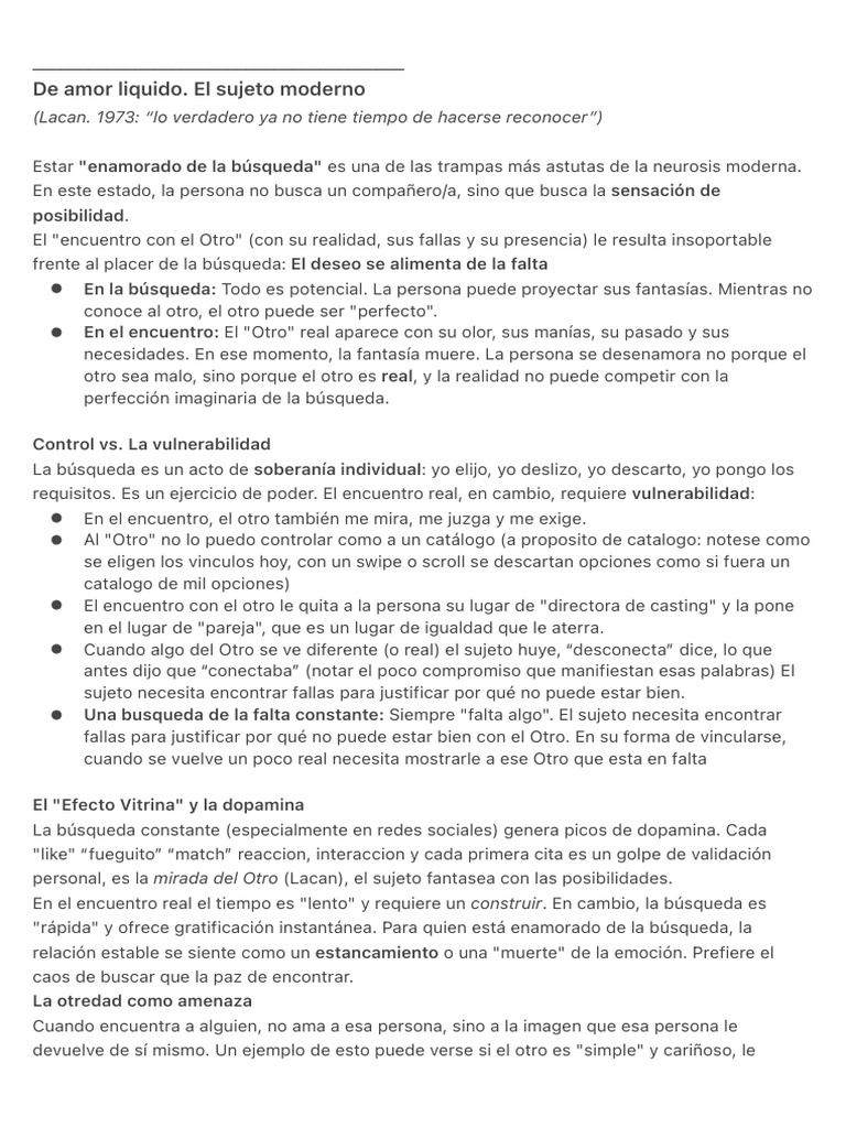 De Amor liquido, neurosis moderna | PDF | Amor | Soledad