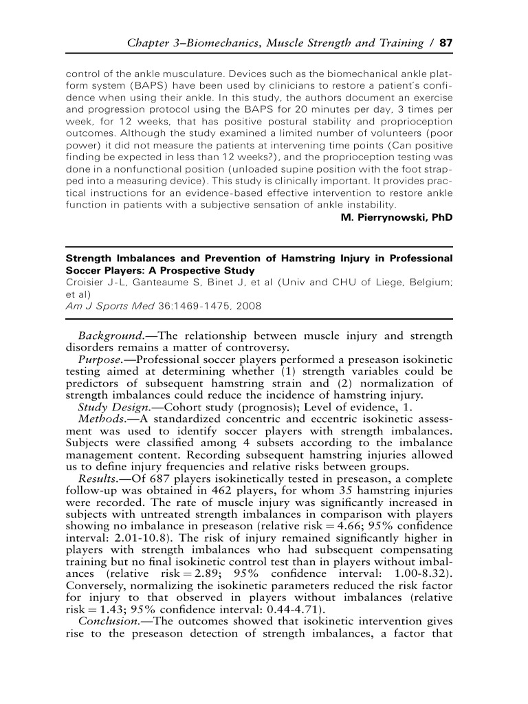 Strength Imbalances and Prevention of Hamstring Injury in Professional ...