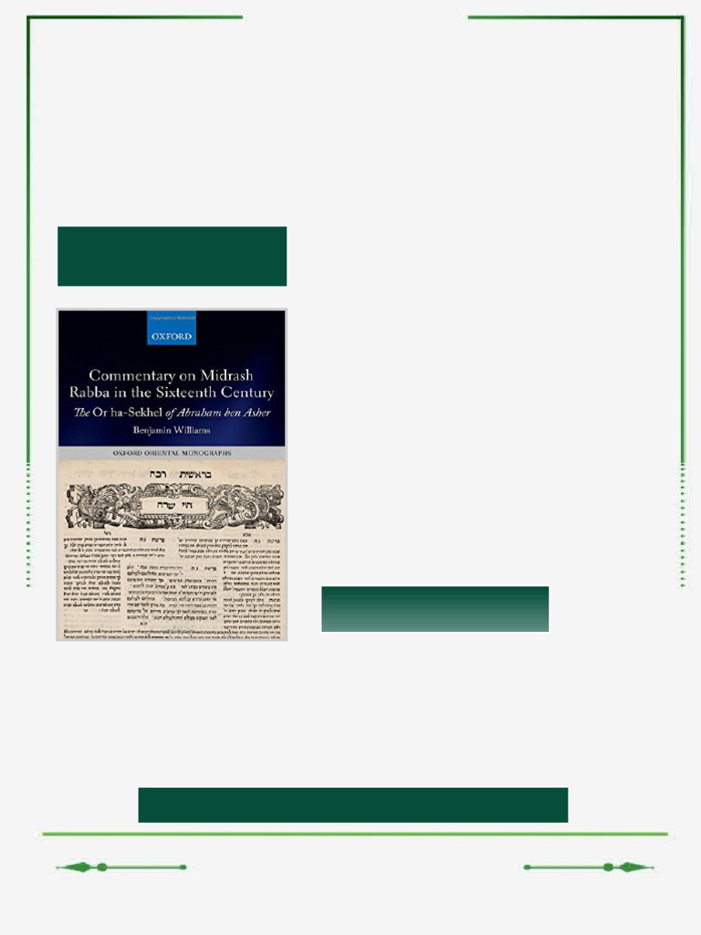 Commentary on Midrash rabba in the sixteenth century : the Or ha-sekhel ...