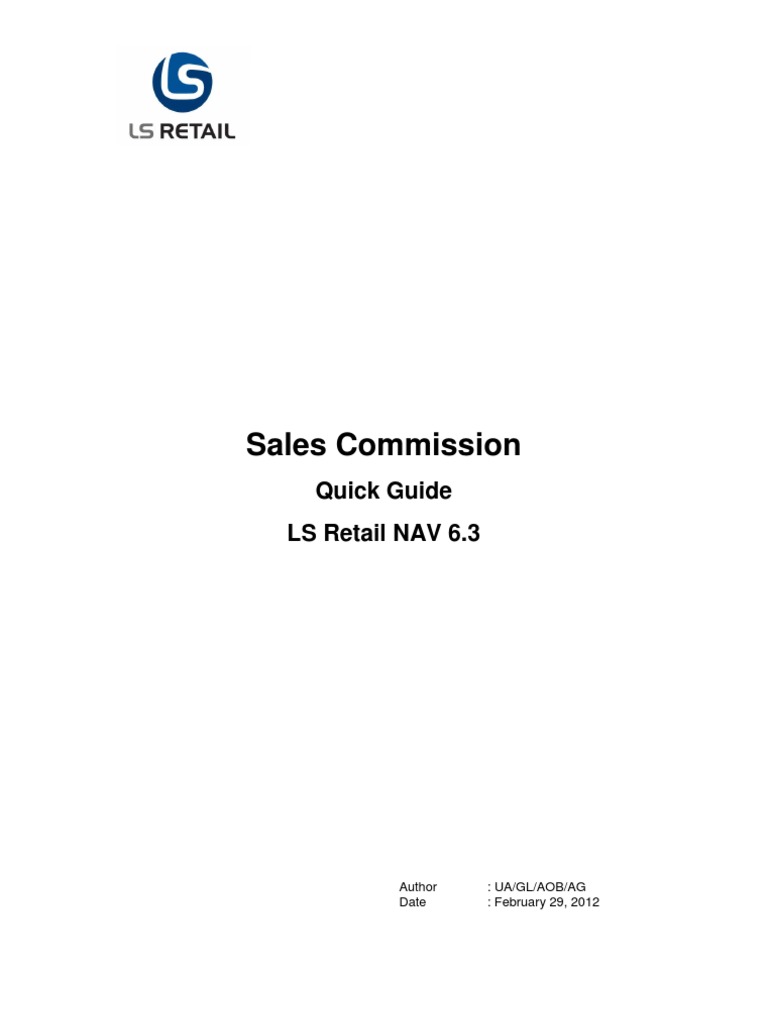 Sales Commission Quick Guide LS Retail NAV 6.3 | PDF | Point Of Sale ...