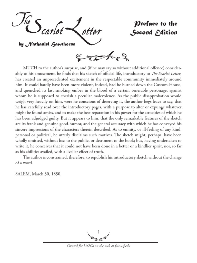 The Scarlet Letter 001 Preface to the Second Edition | PDF