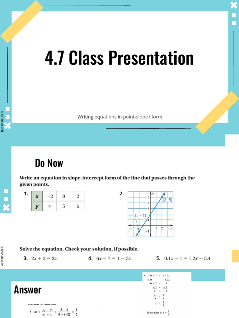 2025-2026 4.7 Writing Equations in Point Slope Form | PDF