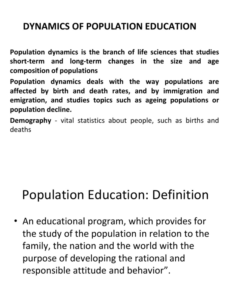 Dynamics of Population Education | PDF | Immigration | Demography