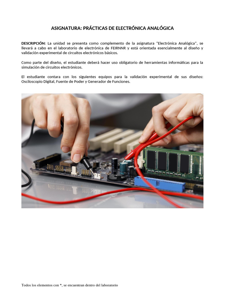 E4, C3, A2 Prácticas de Electrónica Analógica - PRÁCTICA 01 | PDF ...