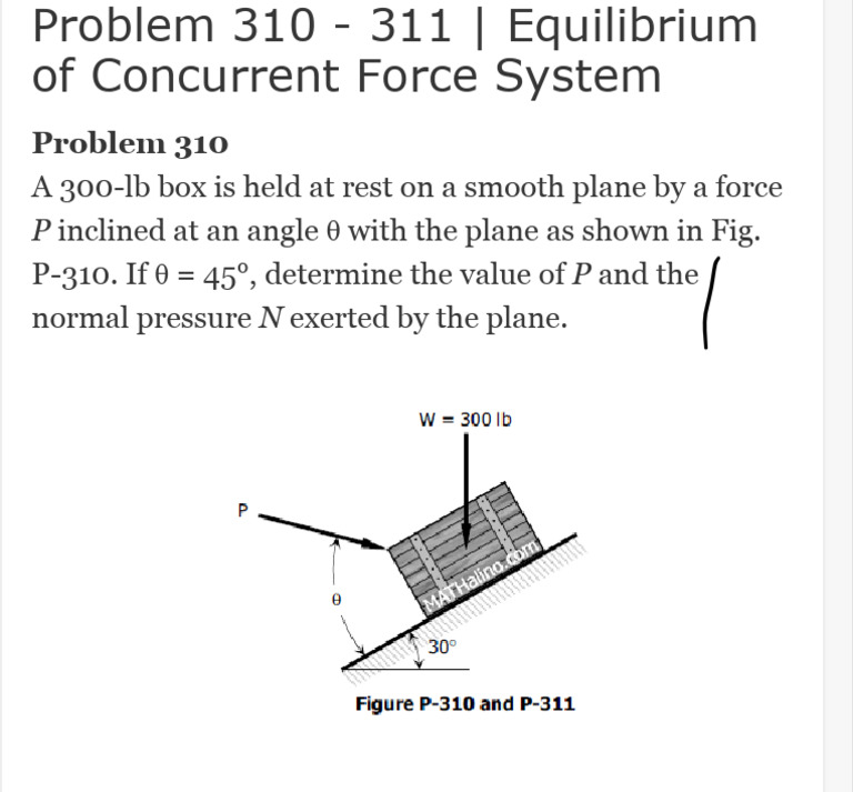 Problem 310 - 311 Equilibrium of Concurrent Force System Engineering ...