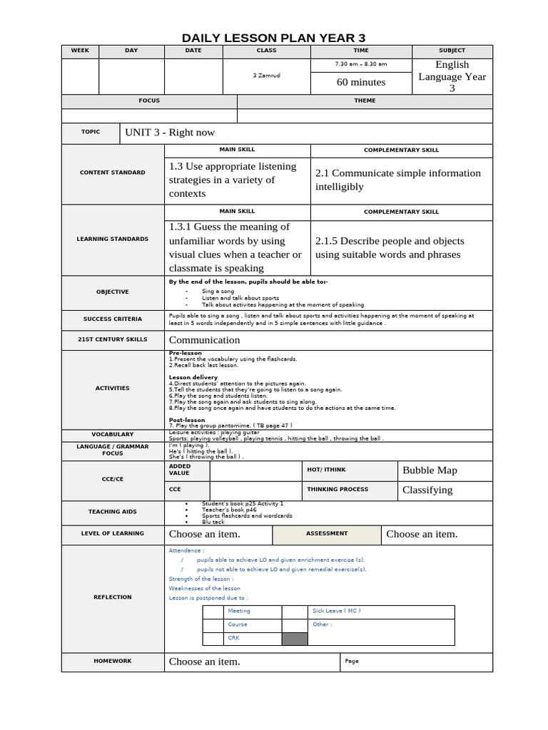 Week 9 - Right Now + Revision Lesson | PDF | Lesson Plan | English Language