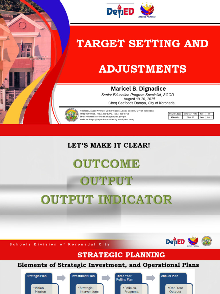 School - TARGET SETTING and ADJUSTMENTS | PDF | Strategic Planning ...