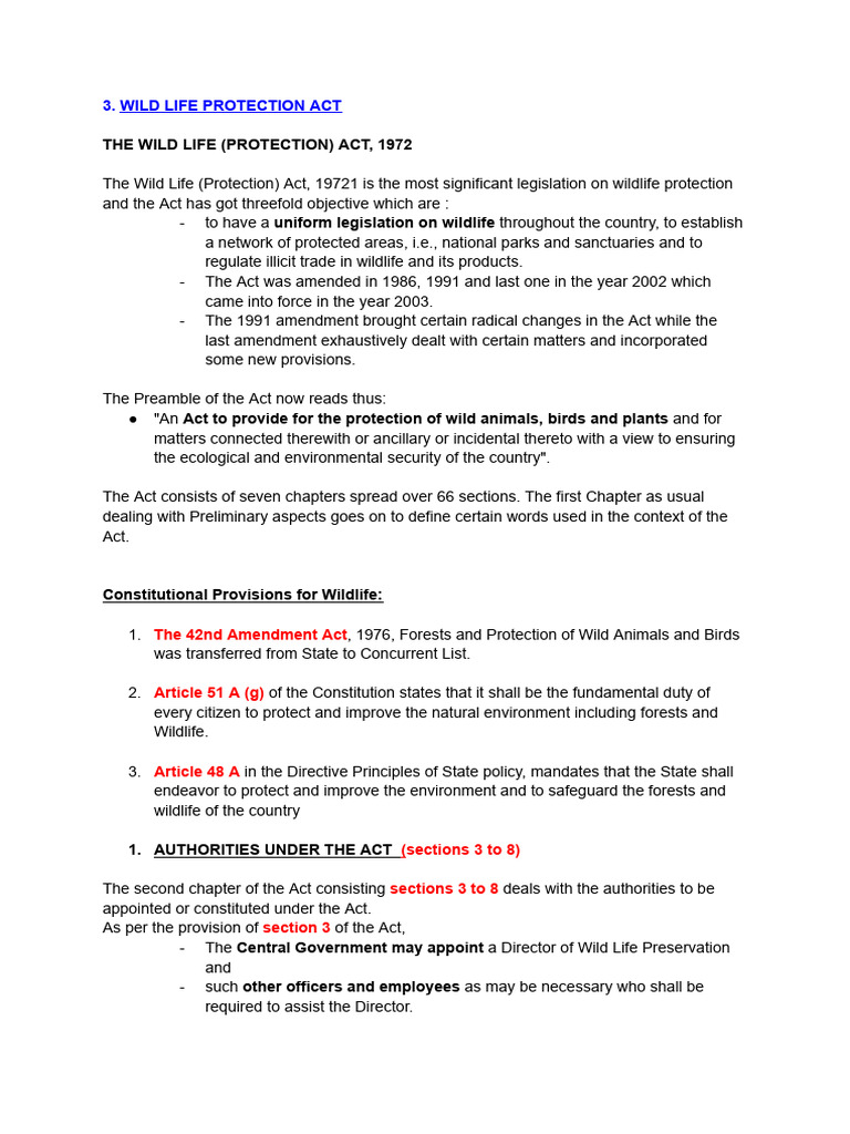 The Wild Life (Protection) Act, 1972 | PDF | Zoo | Arrest