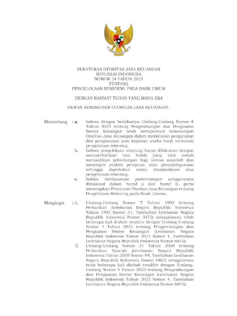 Pojk 24 Tahun 2025 | PDF