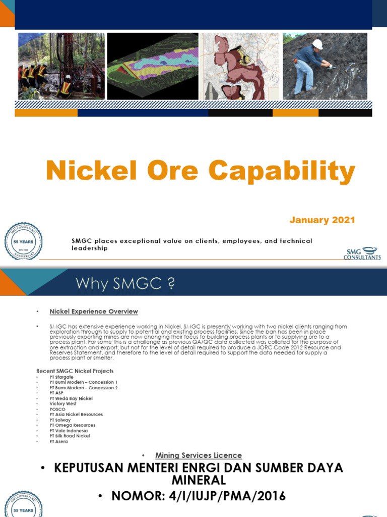SMGC Nickel Capability Presentation January 2021 | PDF | Mining | Ore