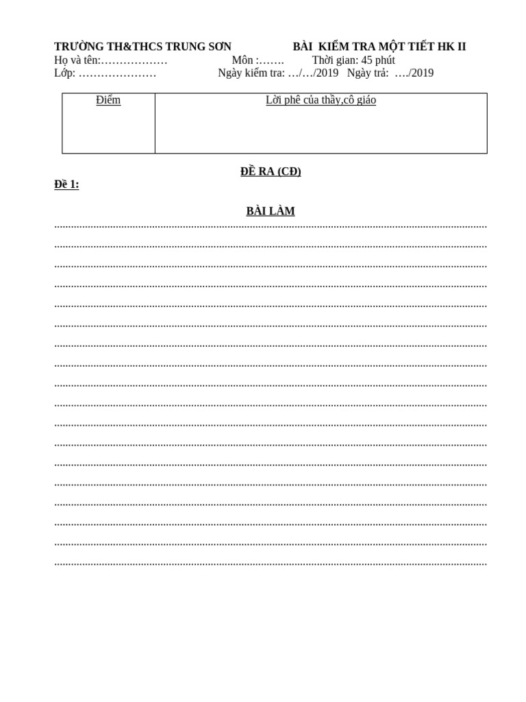 MAU DE KT 1 TIET | PDF