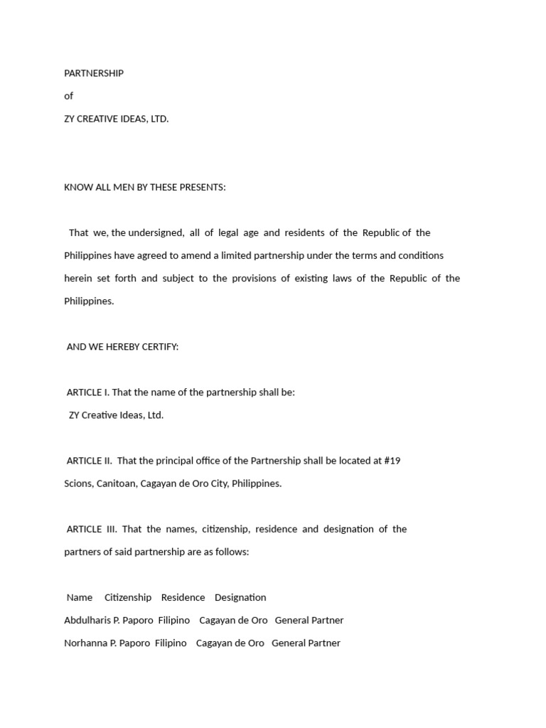 PARTNERSHIP of Commission | PDF