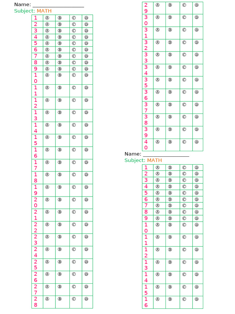 Answer Sheet SHADING | PDF