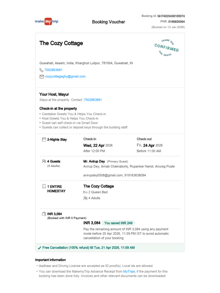 Booking Confirmation Voucher-2 | PDF