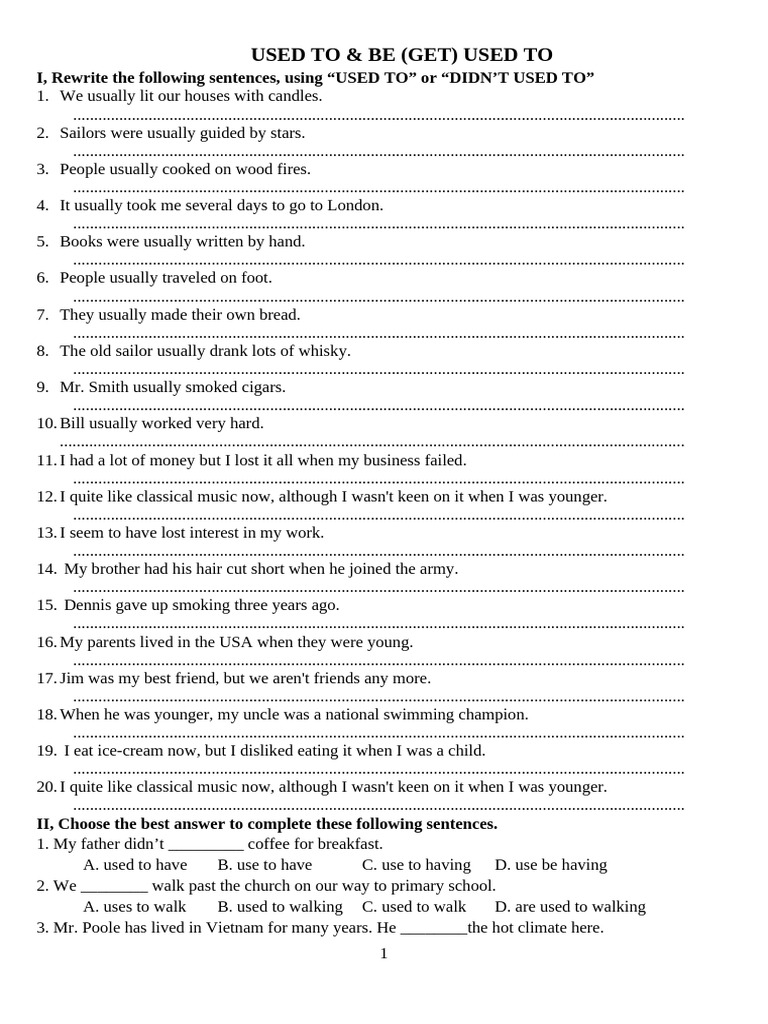 Used To V Be Get Used To Ving | PDF