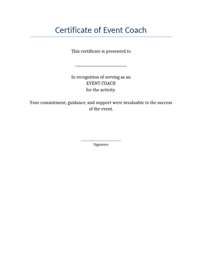 Certificate of Event Coach | PDF