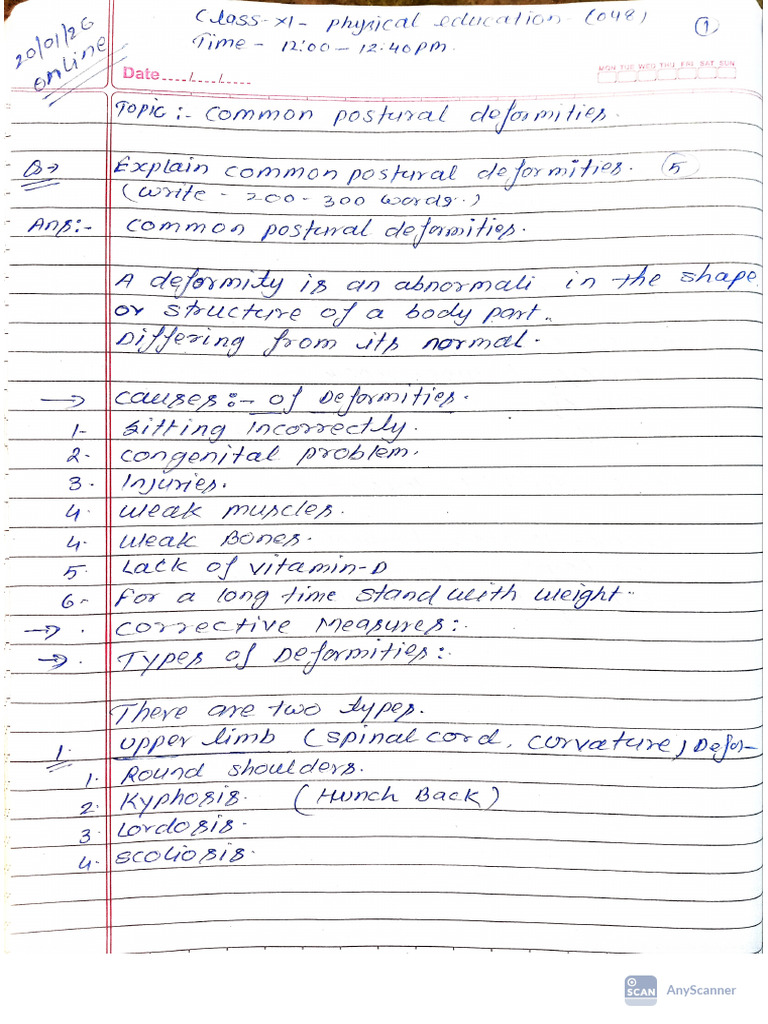 Ch. 2, Home Work (Common Postural Deformities) | PDF