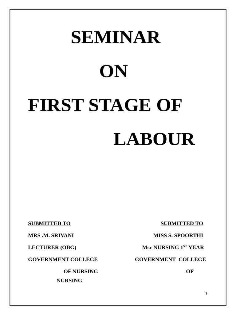 The First Stage of Labour | PDF | Childbirth | Muscle Contraction