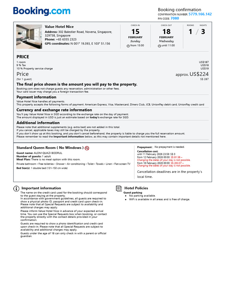 ALOM QUAZI BODRUL Booking - Com - Confirmation | PDF | Payments | Debit ...