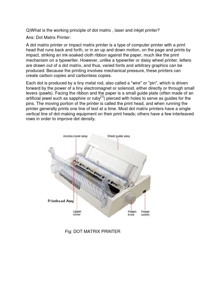 Dot Matrix Printer | Download Free PDF | Printer (Computing) | Image ...
