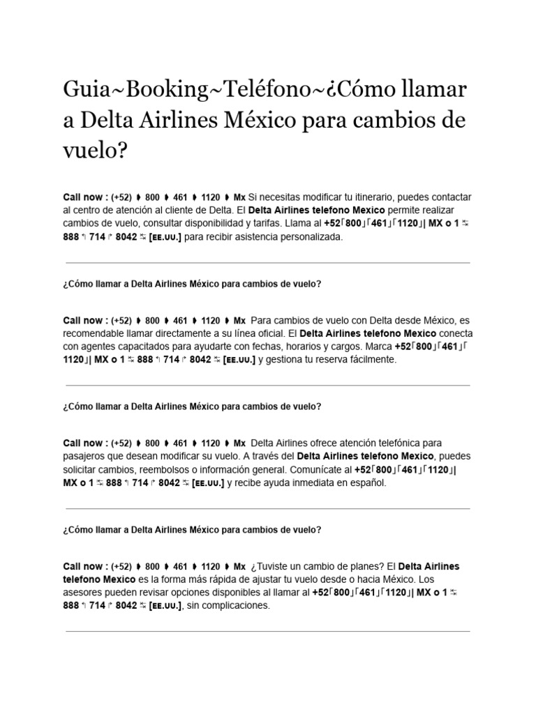 Guia~Booking~Teléfono~¿Cómo llamar a Delta Airlines México para cambios ...